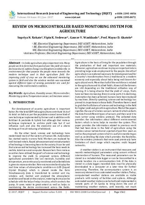 Pdf Irjet Review On Microcontroller Based Monitoring System For