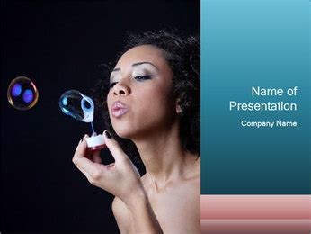 Woman Playing With Soap Bubbles PowerPoint Template Backgrounds Google Slides ID 0000029242