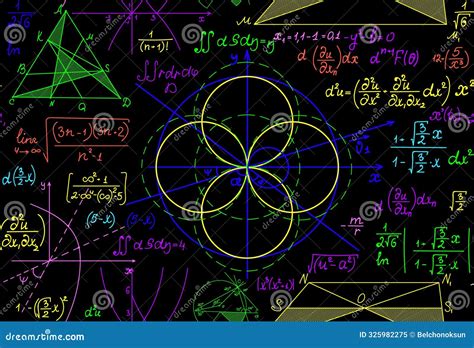 Colorful Math Vector Seamless Background With Handwritten Multicolored Formulas Figures And