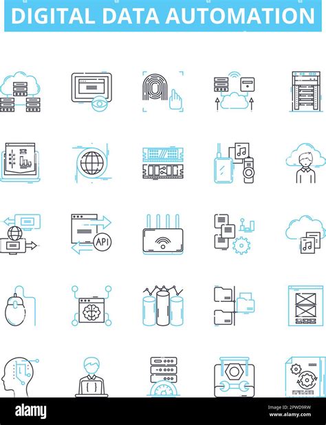 Digital Data Automation Vector Line Icons Set Digital Data