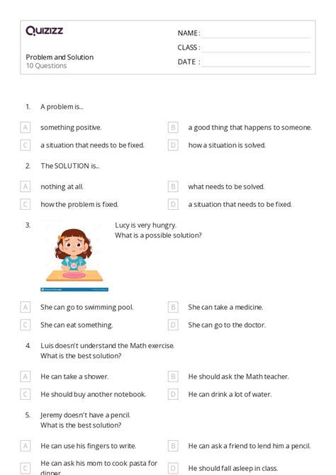 50 identifying problems and solutions in reading worksheets on quizizz