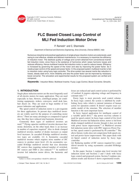Pdf Flc Based Closed Loop Control Of Mli Fed Induction Motor Drive