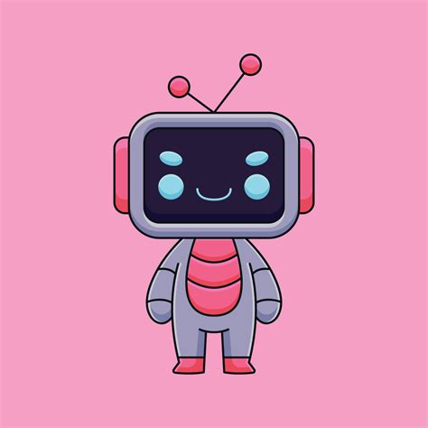 Cute Robot Cartoon Mascot Doodle Art Hand Drawn Concept Vector Kawaii