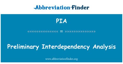 Pia Stands For Preliminary Interdependency Analysis Abbreviation Finder