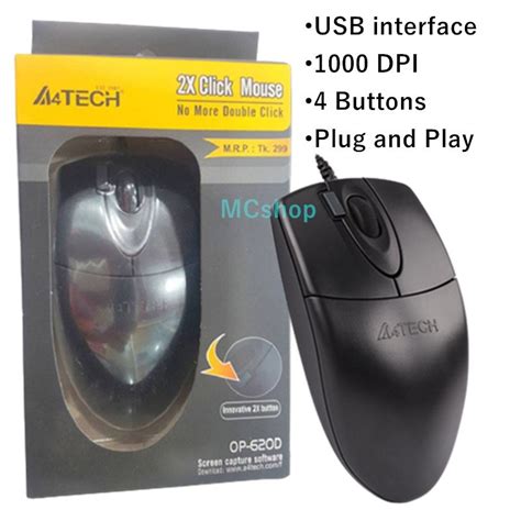 A4tech Op 620d 2x Click Usb Optical Mouse Wtu Shopee Philippines