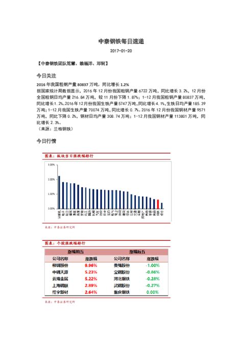 中泰证券钢铁行业每日速递