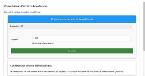 Convertisseur Décimal En Hexadécimal Outil De Conversion Décimale Et Hexadécimale