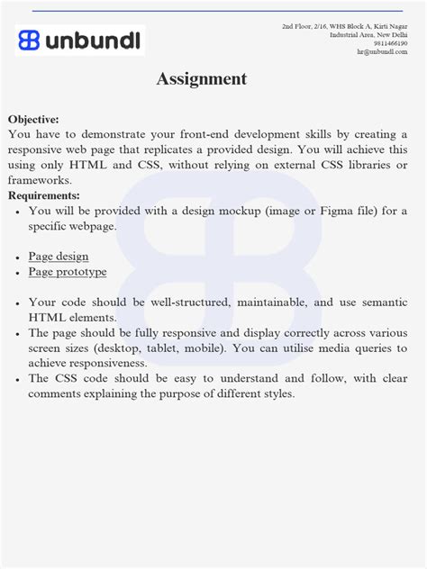 Web Dev Unbundl Assignment Pdf