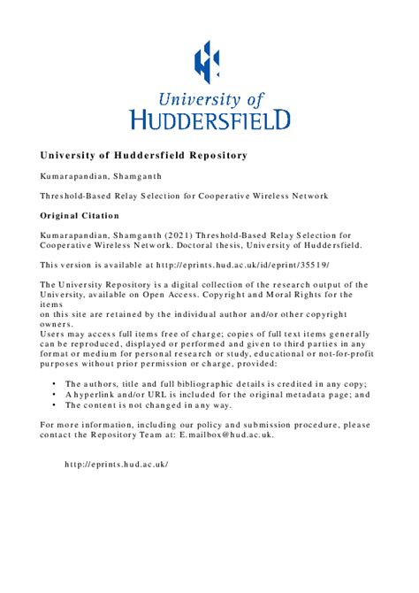 Pdf Threshold Based Relay Selection For Cooperative Wireless Network