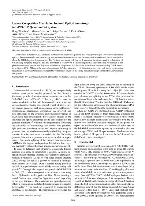 Pdf Lateral Composition Modulation Induced Optical Anisotropy In Inpgainp Quantum Dot System