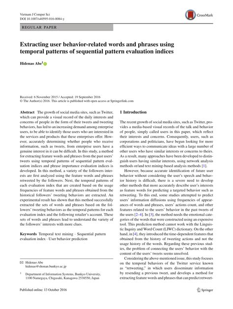 Pdf Extracting User Behavior Related Words And Phrases Using Temporal