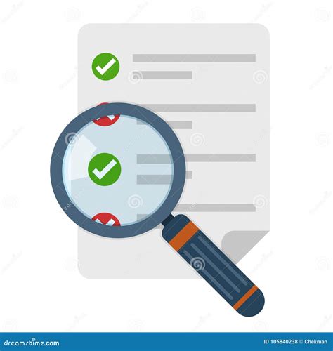 Magnifier And Checklist Icon Vector Illustration Stock Illustration