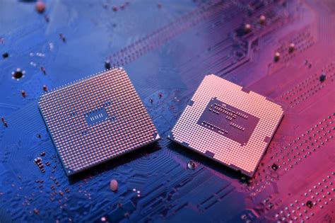 회로 기판 과학 기술 중앙 컴퓨터 프로세서 Cpu 개념 마더 보드 디지털 칩 일체 포함 확대 프리미엄 사진