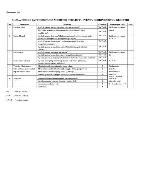 Skala Resiko Jatuh Geriatri Ontario Modified Stratify Pdf