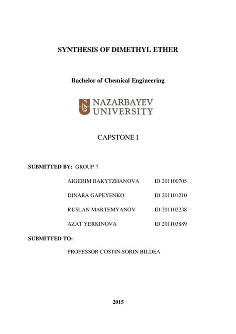 Pdf Synthesis Of Dimethyl Ether