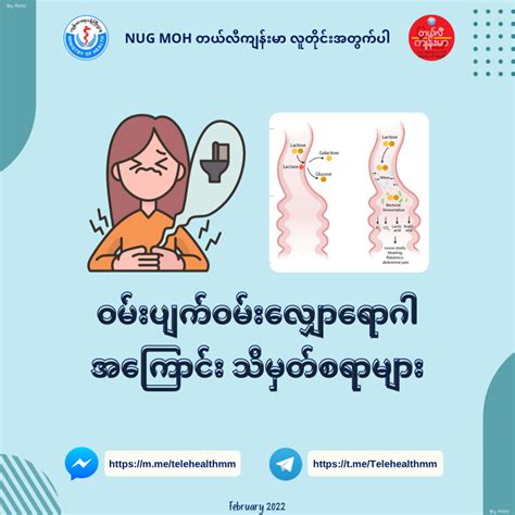 ဝမ်းပျက်ဝမ်းလျှောရောဂါအကြောင်း February 2022 တယ်လီကျန်းမာ