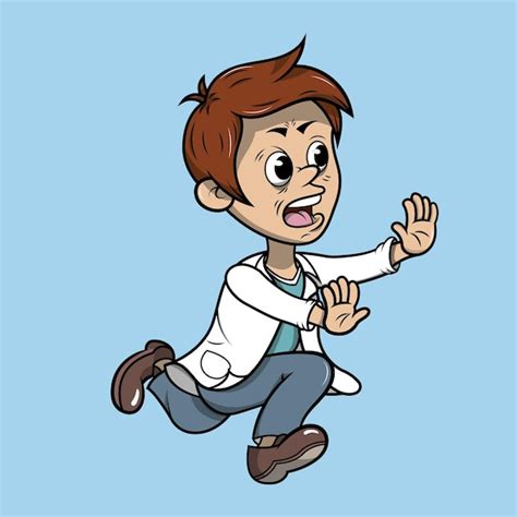 Premium Vector Cartoon Style Vector Illustration Young Scientist Running Scared After Failing
