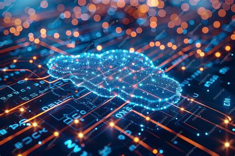 Premium Photo Close Up Of Computer Keyboard With Glowing Brain