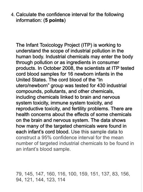 Solved 4 Calculate The Confidence Interval For The