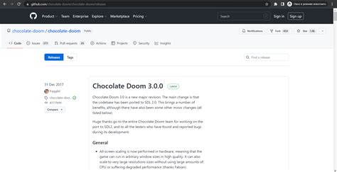 Choco 301 Not Listed Among Github Releases · Issue 1483 · Chocolate Doomchocolate Doom · Github