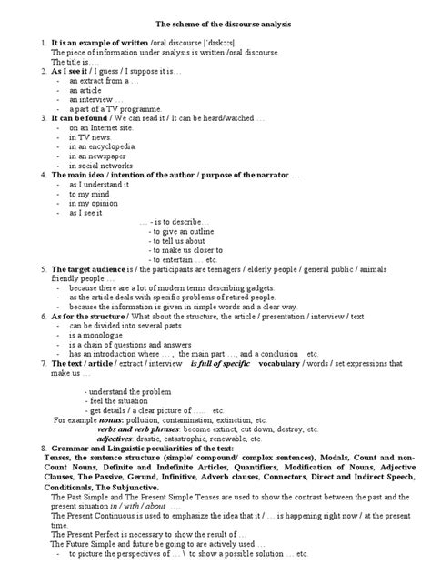 the scheme of the discourse analysis pdf grammar syntax