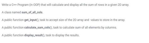 Solved Write A C Program In Oop That Will Calculate And