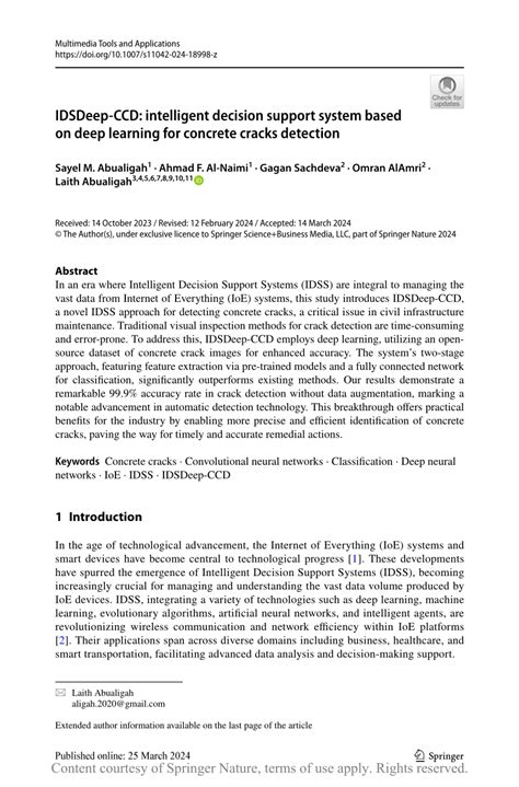 Idsdeep Ccd Intelligent Decision Support System Based On Deep Learning For Concrete Cracks