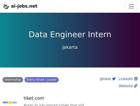 Hiring Internship Data Engineer Intern In Jakarta Raimljobs