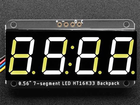 056 4 Digit 7 Segment Display Wi2c Backpack White Stemma Qt Qwiic Kiwi Electronics