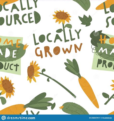 Locally Grown Organic Food Decorative Seamless Pattern Stock Vector