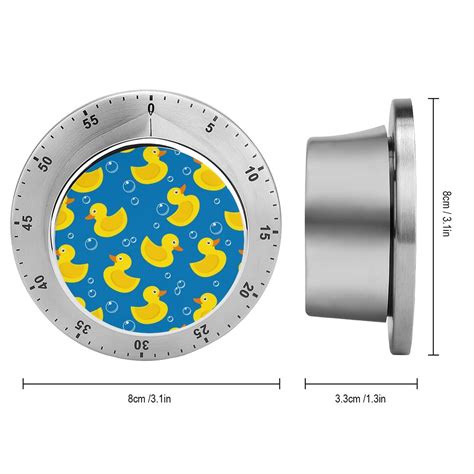 Rubber Yellow Duck Stainless Steel Timer 60 Minute Wind Up Timer