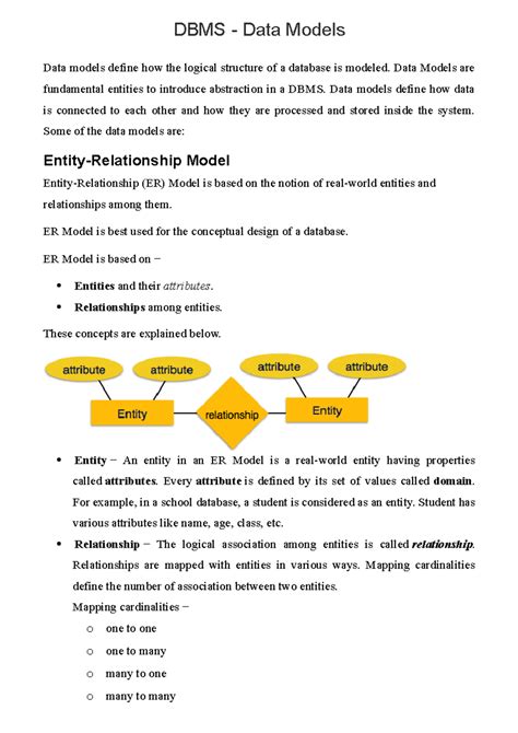 Database Models Dbms Dbms Data Models Data Models Define How The Logical Structure