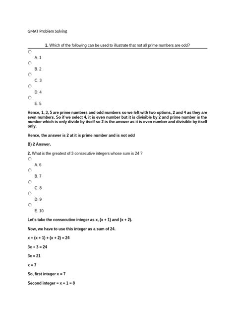 Gmat Problem Solving 1 Pdf Discrete Mathematics Numbers
