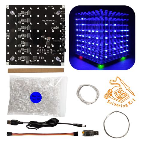 Icubesmart 3d8c Led Cube Kit Diy Electronics Kit 8x8x8 Learning To Soldering Project Kit Best