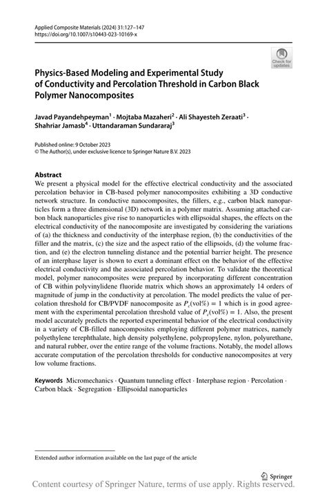 Physics Based Modeling And Experimental Study Of Conductivity And