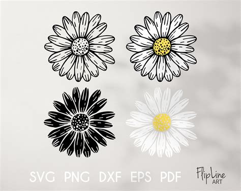 Flower Bundle Svg Daisy Svg Simple Flower Svg Floral Daisy Png Daisy C