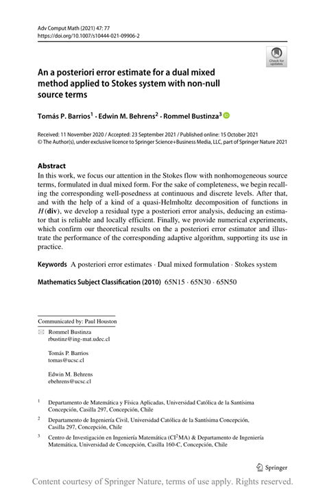 An A Posteriori Error Estimate For A Dual Mixed Method Applied To Stokes System With Non Null