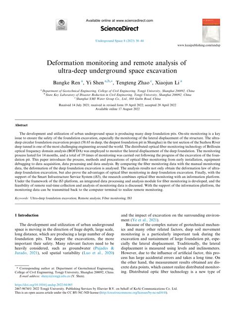 Pdf Deformation Monitoring And Remote Analysis Of Ultra Deep