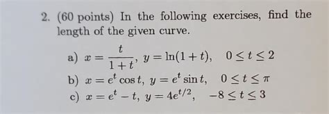 Solved 60 Points In The Following Exercises Find The