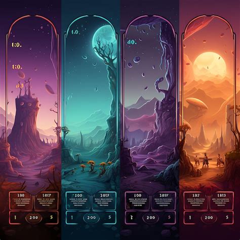 Alien Planet Pop Up Ui 우주 테마 서바이벌 게임 장식 디자인 아트 그래픽 프레임 카드 장식 프리미엄 사진