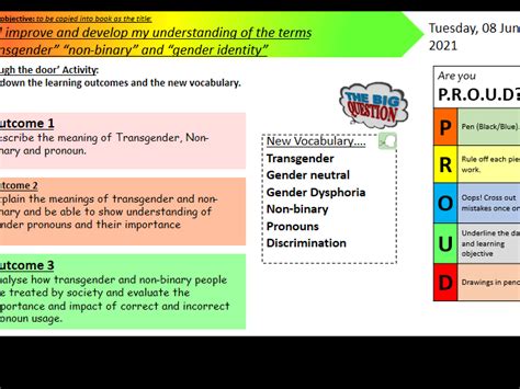 SRE Sex Relationship Education Understanding Trans And Non Binary Lesson Teaching Resources