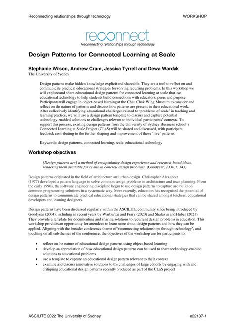 Pdf Design Patterns For Connected Learning At Scale