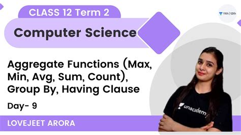 class 12 term 2 day 9 aggregate functions max min avg sum