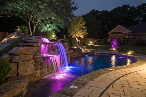 16 Inspiring Pool Waterfall Lighting Ideas