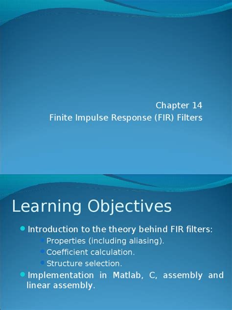 Finite Impulse Response Fir Filters Pdf Signal Processing