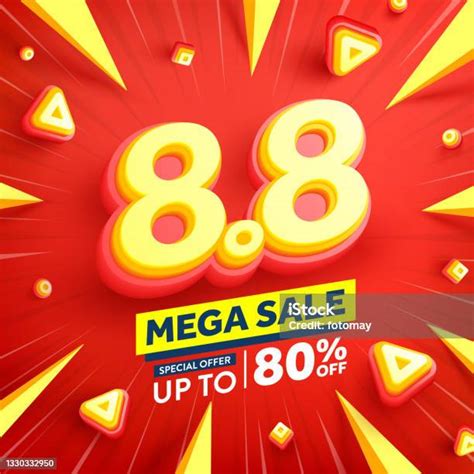 88 쇼핑의 날 포스터 또는 배너의 벡터8 소셜 미디어 및 웹 사이트에 대한 판매 배너 템플릿 디자인 특별 프로모션 판매 80