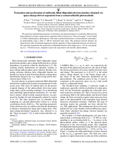 Pdf Formation And Acceleration Of Uniformly Filled Ellipsoidal Electron Bunches Obtained Via