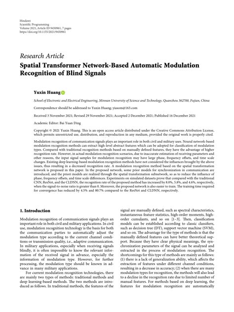 PDF Spatial Transformer Network Based Automatic Modulation Recognition Of Blind Signals