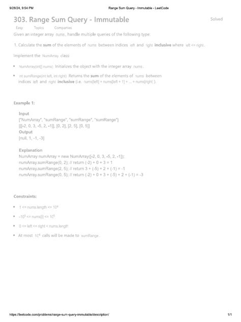 Range Sum Arrays Pdf
