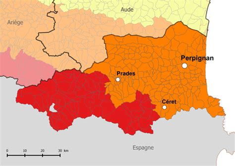 Carte du zonage sismique des Pyrénées Orientales